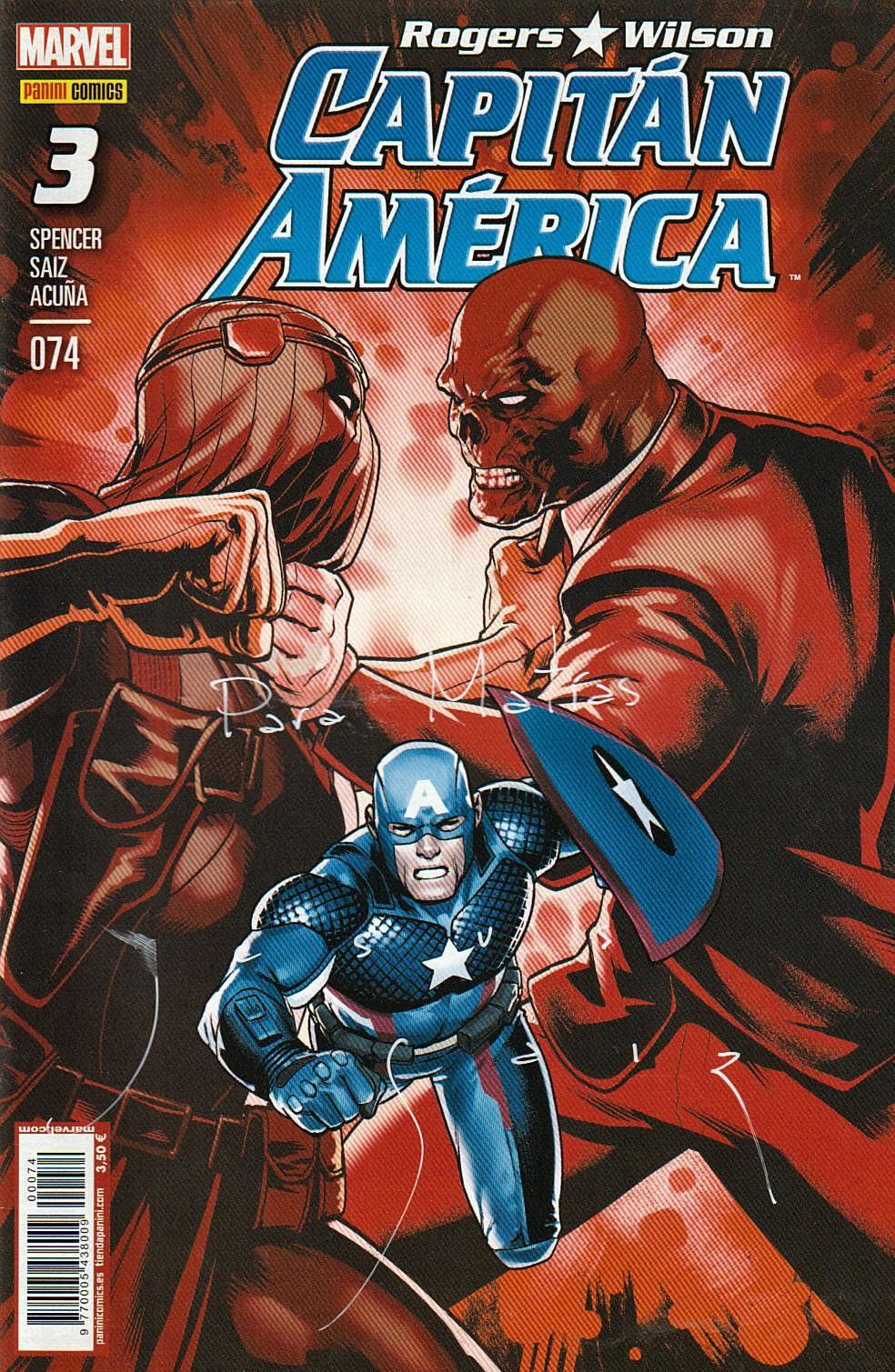 Comics firmados por sus autores: Capitán America 74 por Jesus Saiz