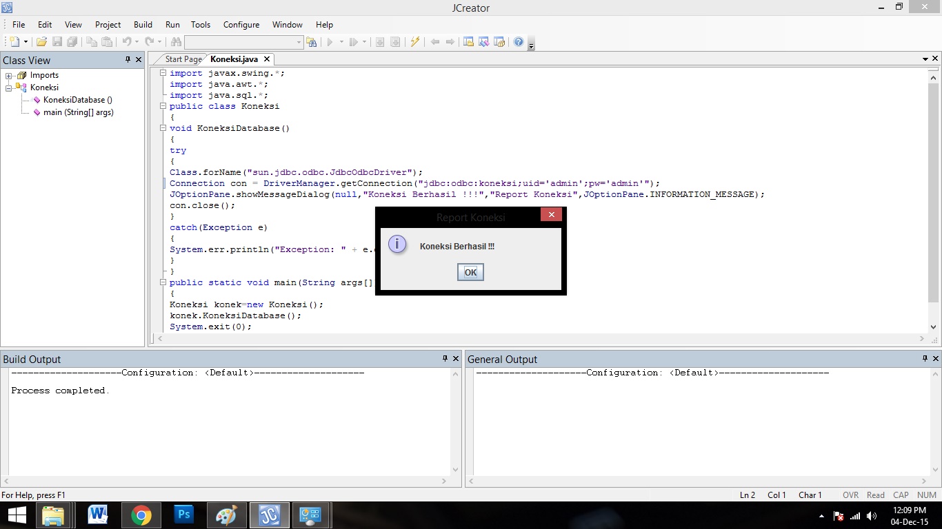 ngoding java bareng coeg: Membuat koneksi ODBC database Access di java