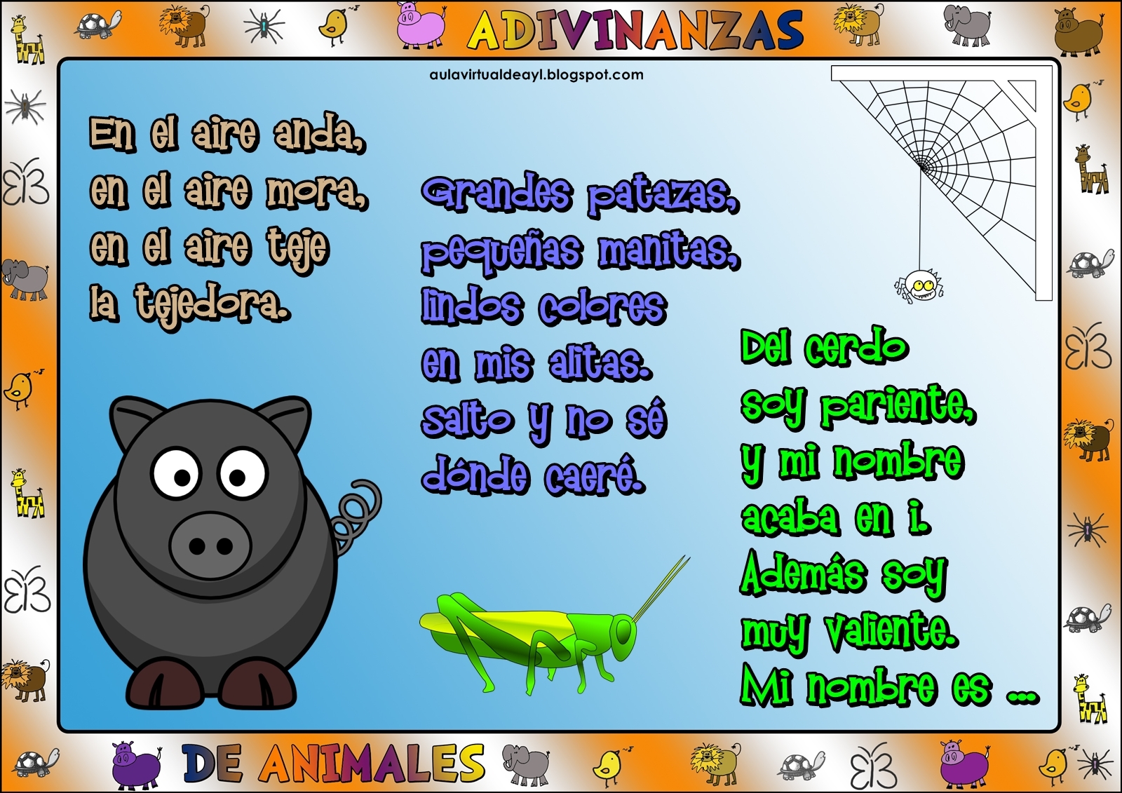 Aula virtual de audición y lenguaje: Adivinanzas de animales