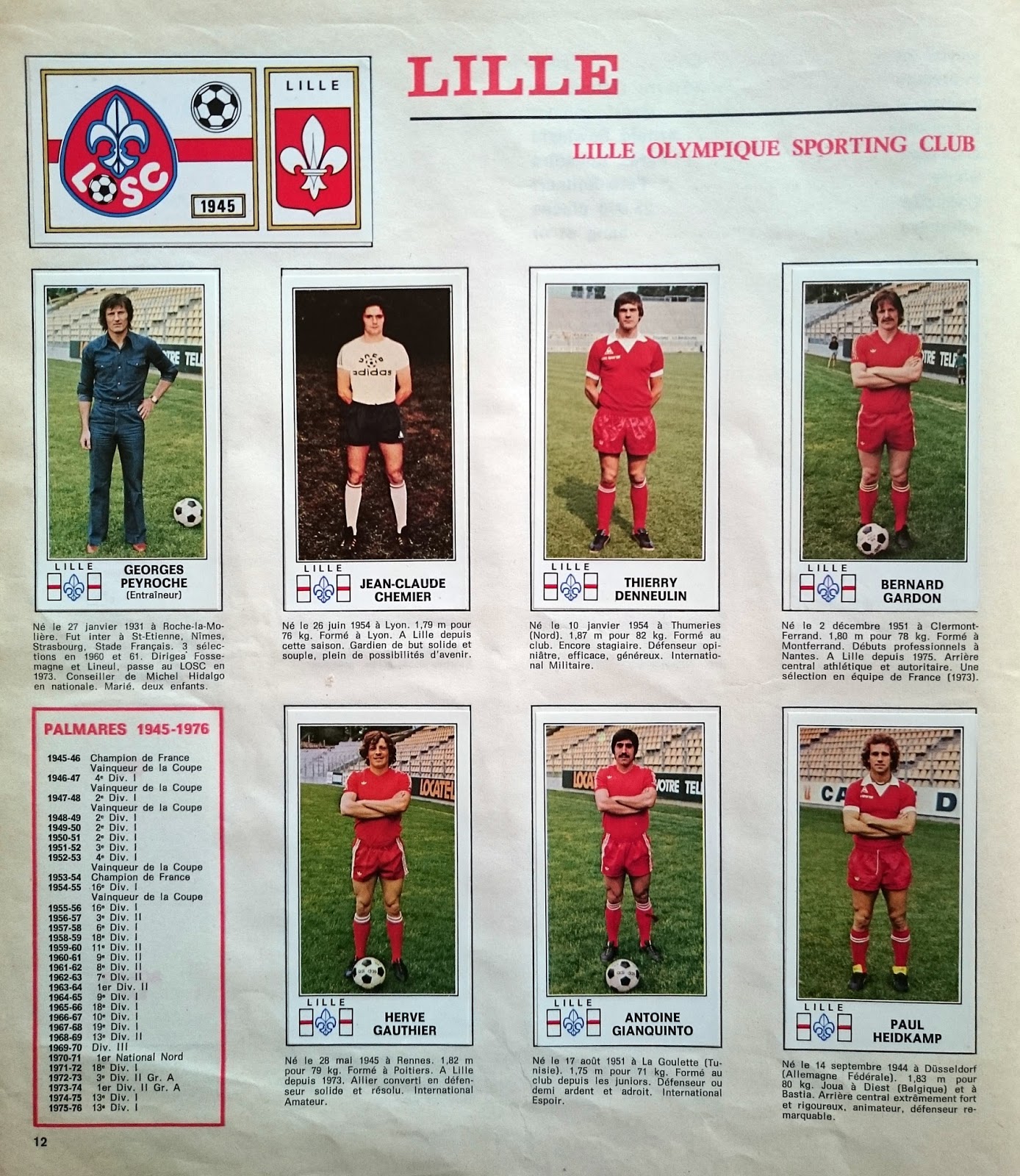 LILLE O.S.C 1976-77. By Panini.