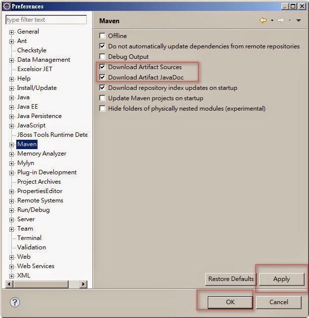 Java程式教學甘仔店: Maven 專案基本功能使用之 jar sources 及 JavaDoc 的Download Java程式教學甘仔店: Maven 專案基本功能使用之 jar sources 及 JavaDoc 的Download