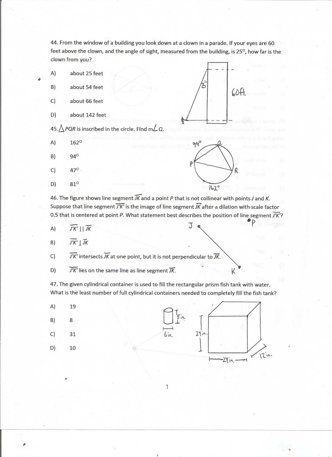 Geometry, Common Core Style: Semester 2 Final Exam (Day 178)