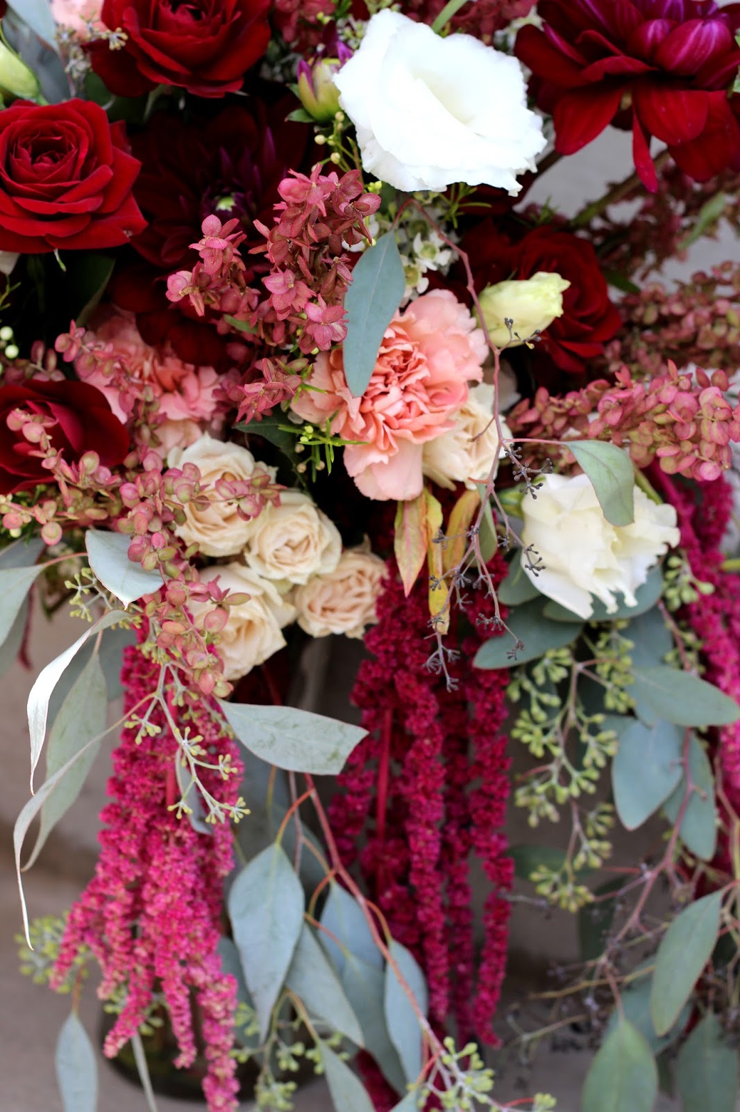 Celebration Flair: Merlot + Blush Bridal Portrait Flowers