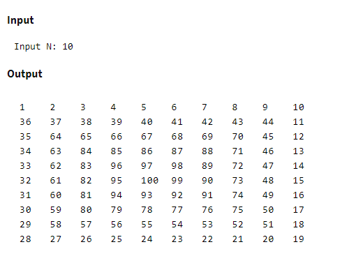 Program to print the perfect square number pattern - programming blog