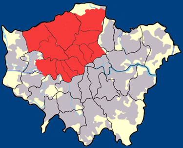 North London City Region Map | Map of London Political Regional