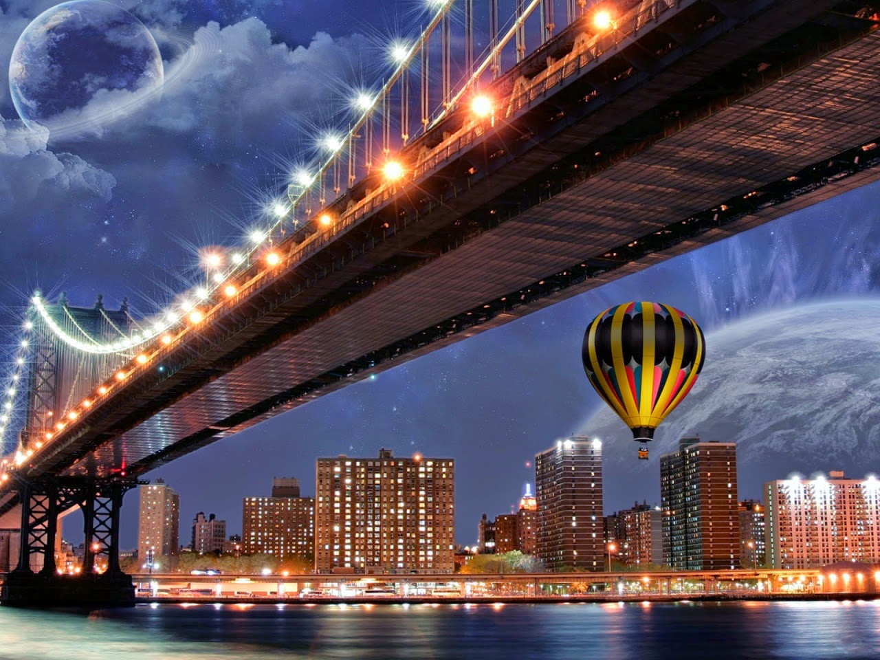 Beautiful Bridge Scene At Night 4u HD Wallpaper - all 4u wallpaper