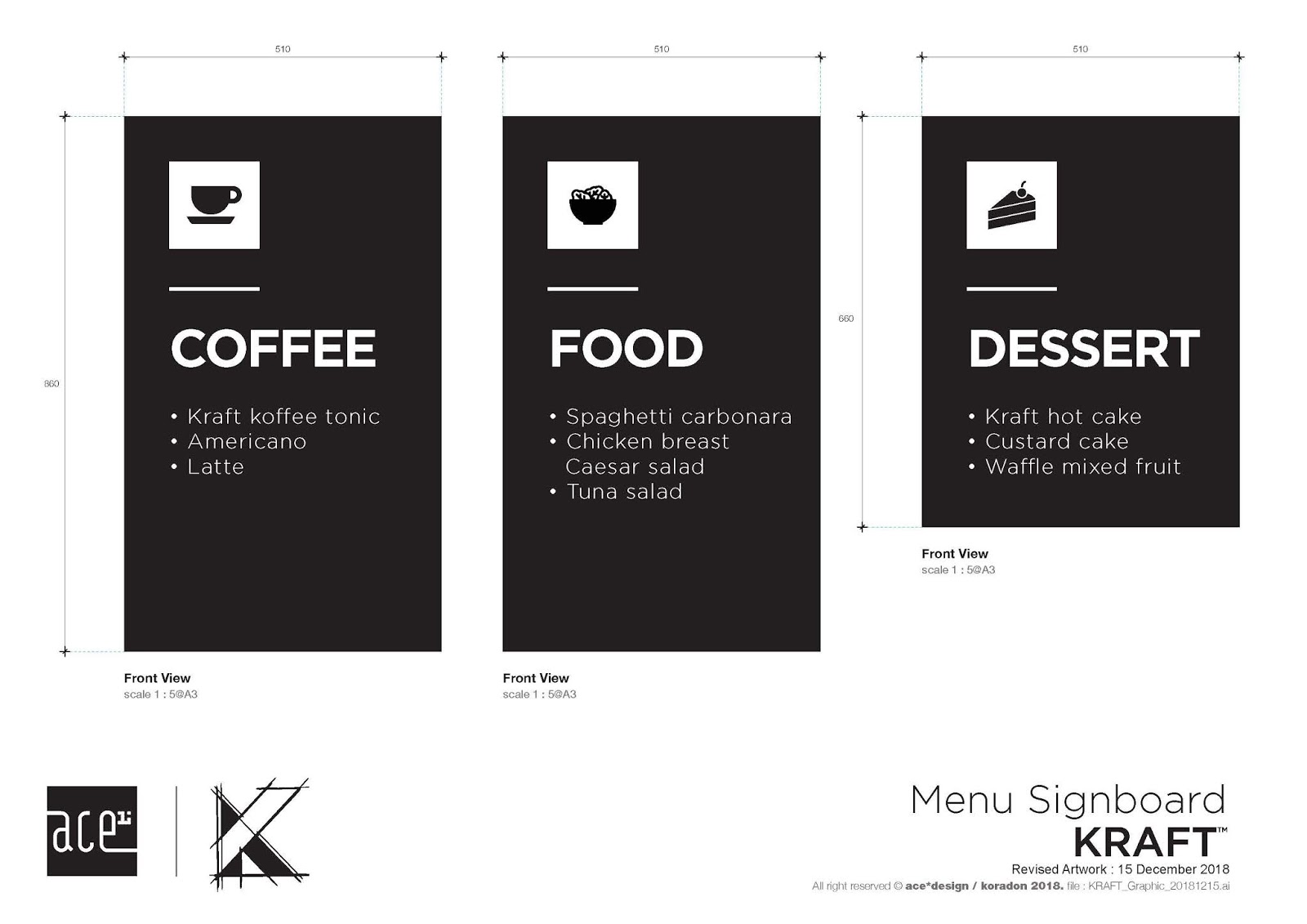 ace*design / koradon: Kraft Kafe Graphic Identity & Signage System