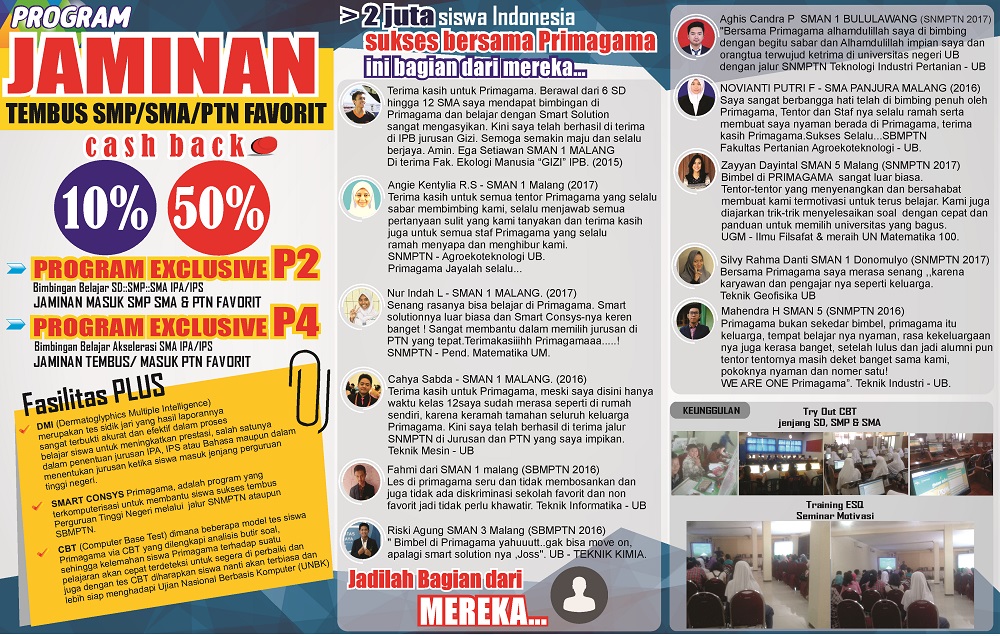 BIMBEL PRIMAGAMA MALANG BIMBEL TERBAIK DI MALANG WA 081252300307: Juli 2017