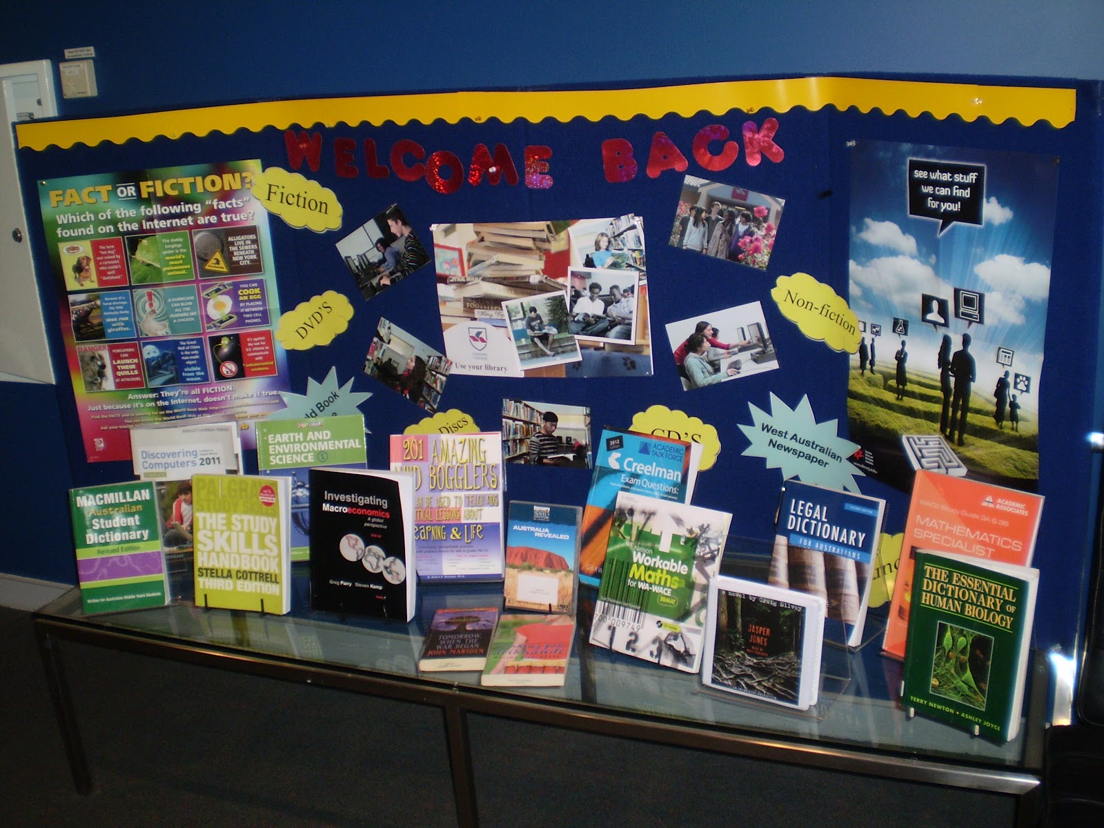 Canning College Library Displays: Welcome Back (term 3)