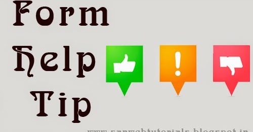 Form Help tip on mouse hover