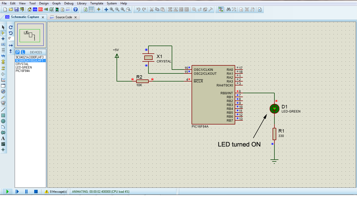 elektro2017: Microcontroller with single LED Project in Proteus