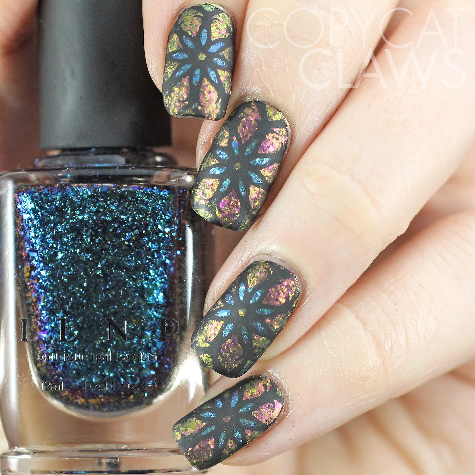 Copycat Claws: Stained Glass Flowers with ILNP Flakies