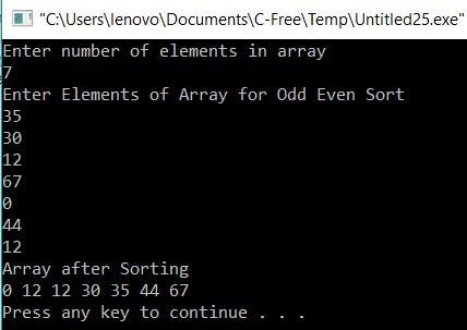 All C Programs: Program 288: Odd Even Sorting in C