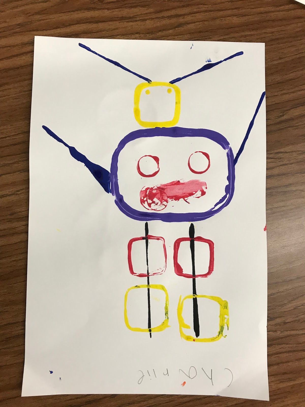 Kathy's Art Project Ideas: Recycle Printmaking Robot Art Lesson