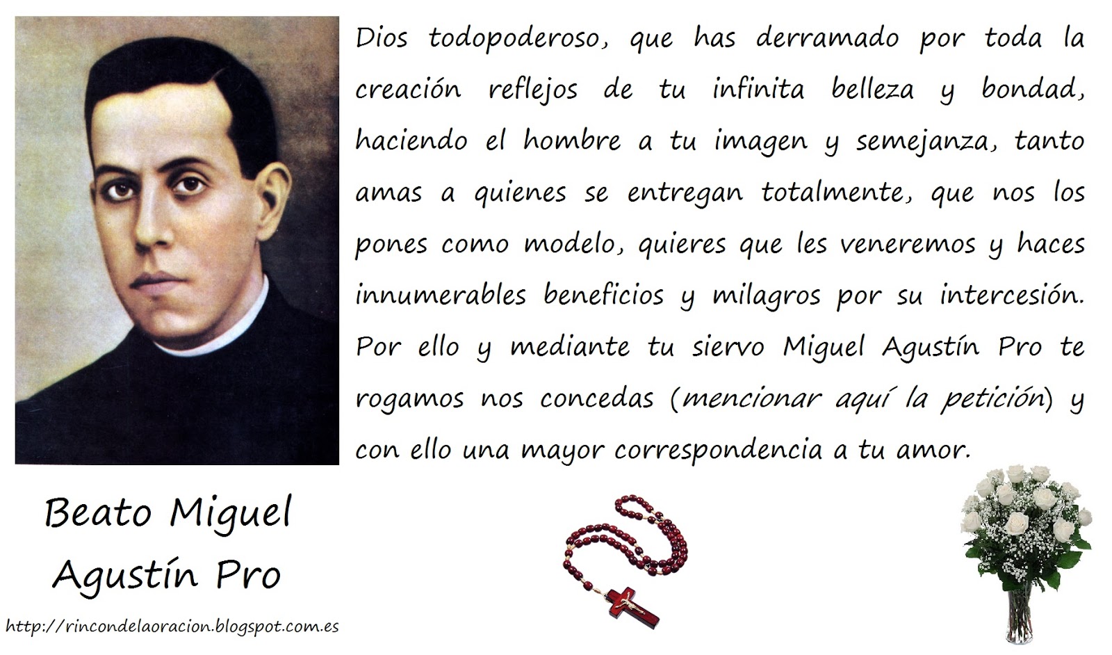 Rincón de la Oración: Estampa Oración del Beato Miguel Agustín Pro