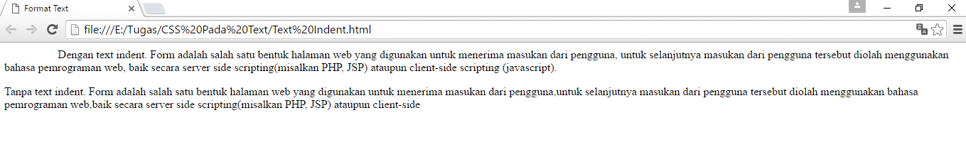 Contoh Script CSS Text Indent « Materi PW Semester 2