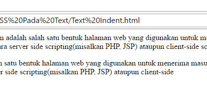 Contoh Script CSS Text Indent « Materi PW Semester 2