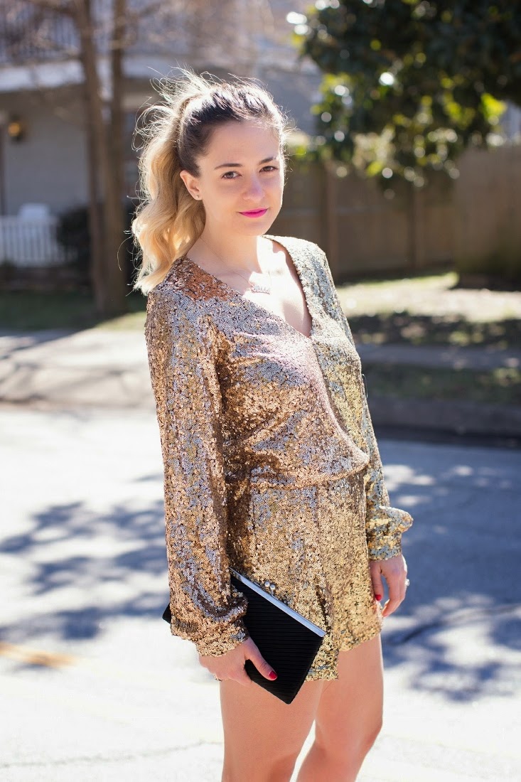 Bedazzles After Dark: Outfit Post: Gold Sequin Romper