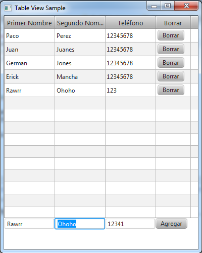 Java Util Javafx Agregar Y Eliminar Filas De Una Tabla Tableview Dinamicamente