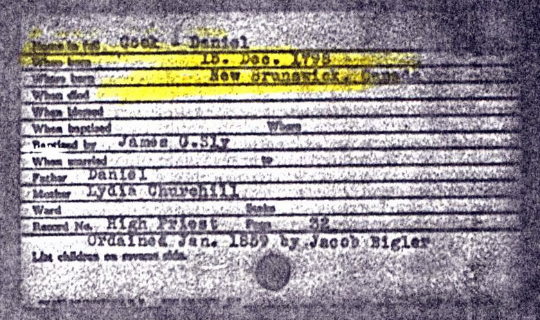 Cook Family History: Daniel Cook-1798-1875