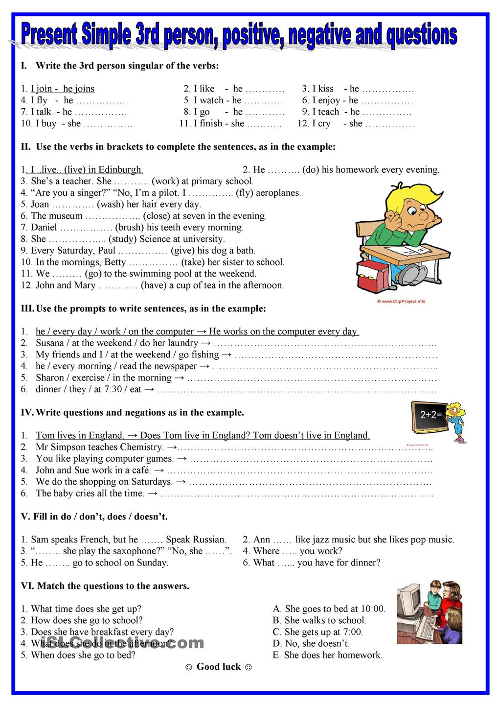 English Is Fun With Alice 3 Person Present Simple Activities English Is Fun With Alice 3 Person Present Simple Activities