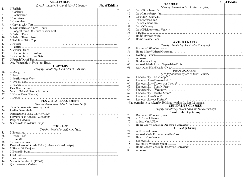 Bielby Village News: Bielby Produce Show 2018