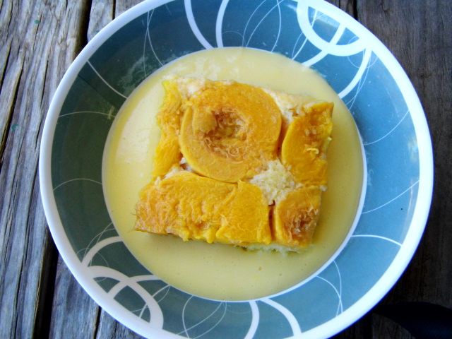 One Mother Hen: Peach sponge pudding and lavender custard