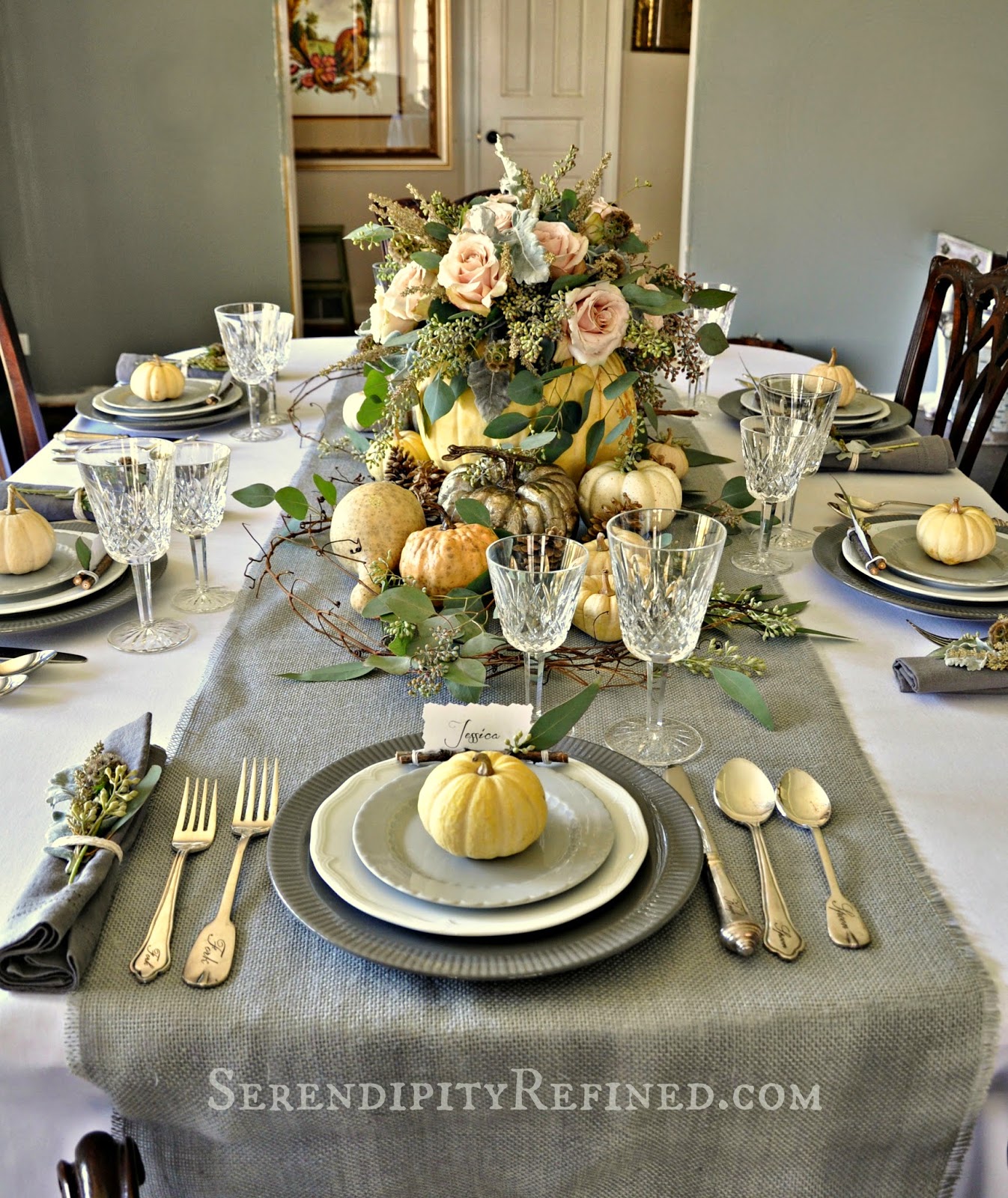Serendipity Refined Blog: Rustic Gray and White (and Pink) Thanksgiving ...