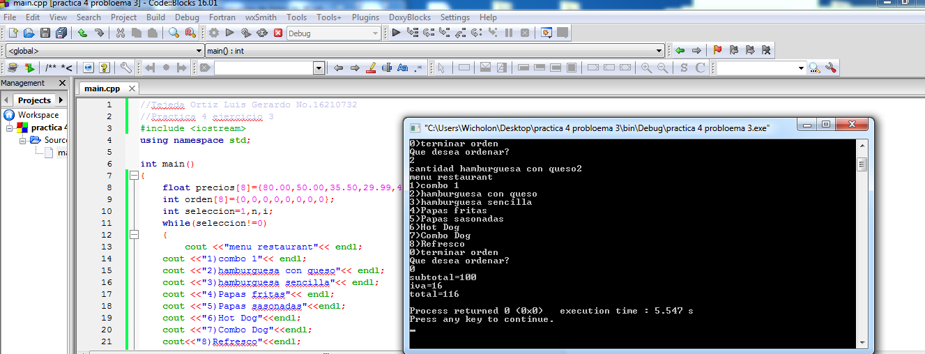 FUNDAMENTOS DE PROGRAMACION: Practica No.4 Parte 2 Fecha: 20 de Abril ...