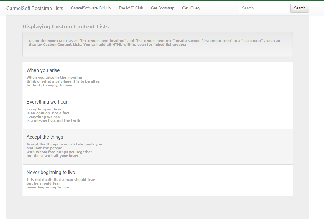 The ASP.NET MVC Club: Bootstrap Tutorial Lesson 12 - Responsive Lists with linked items