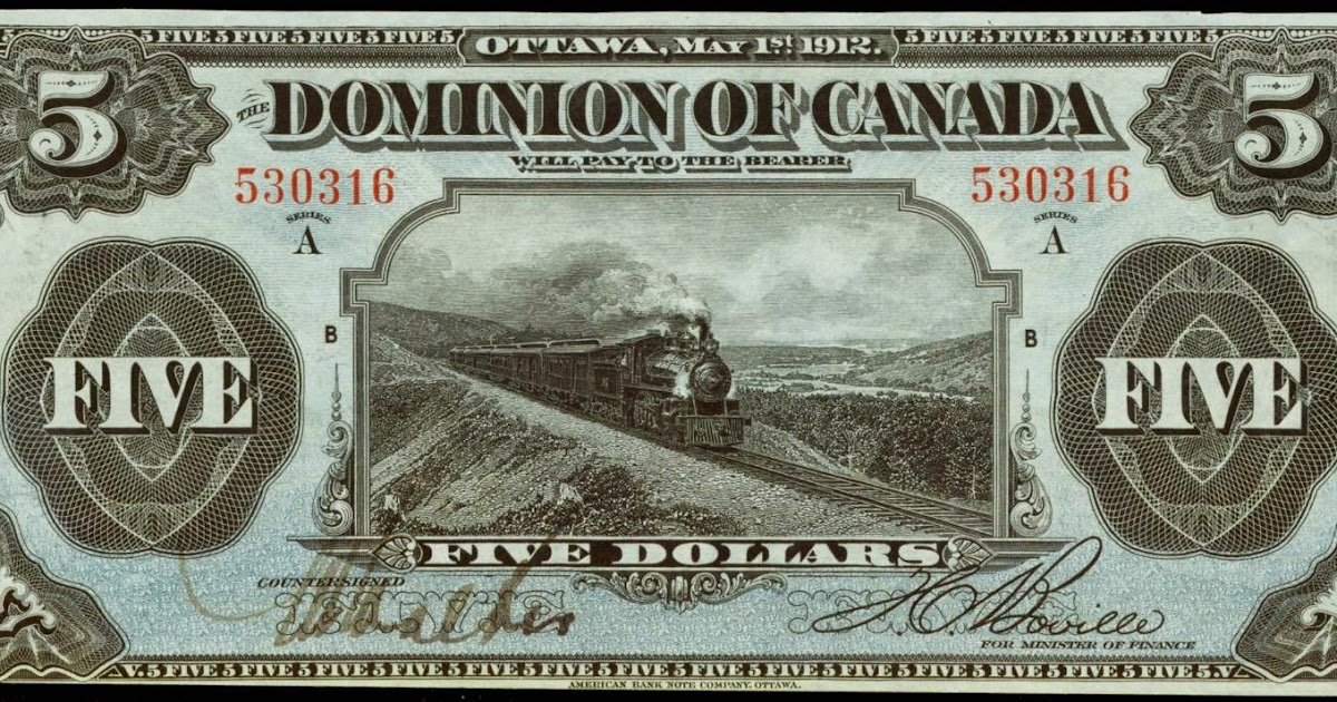 Dominion of Canada 5 Dollars 1912 Train Note|World Banknotes & Coins ...