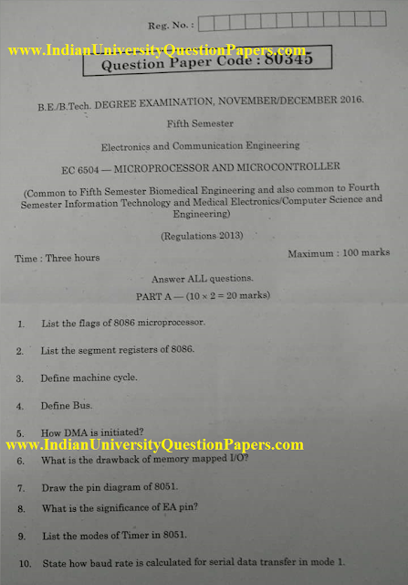 EC6504 Microprocessor and Microcontroller Nov Dec 2016 Question Paper - University Question Papers