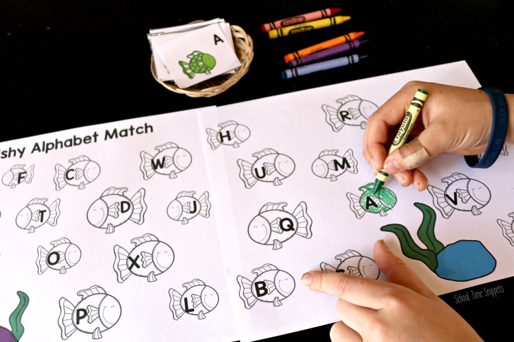 Fishy Fun Letter Matching Worksheet | School Time Snippets