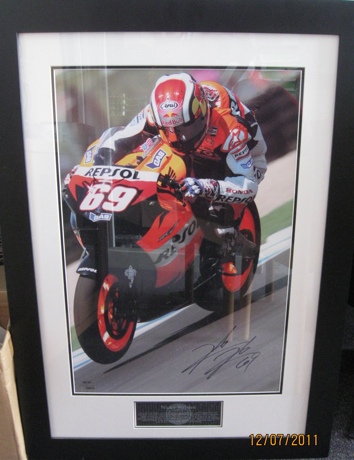 RCD Sports: Nicky Hayden signed framed Photograph!
