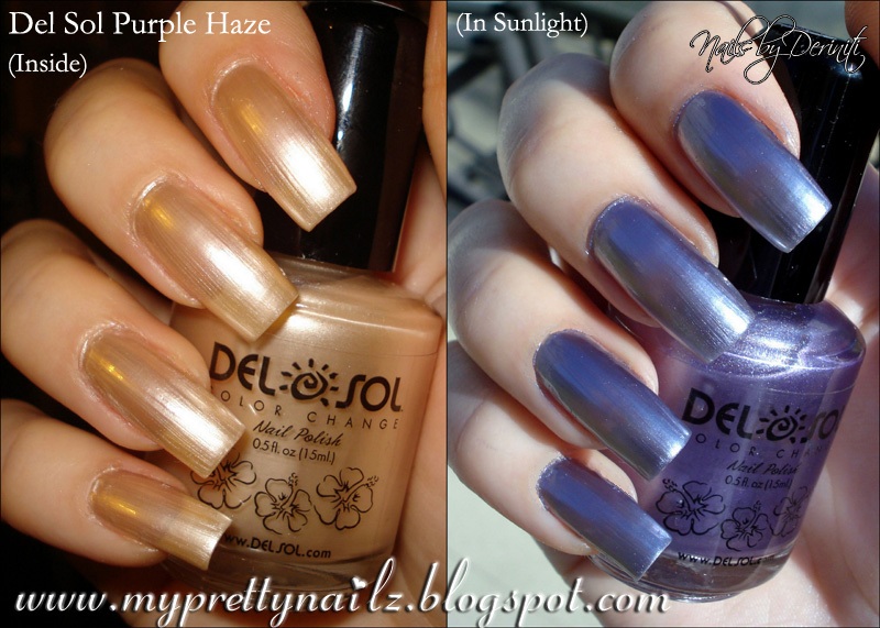 DEL SOL COLOR CHANGING NAIL POLISH REVIEW, SWATCHES AND NAIL ART DESIGN