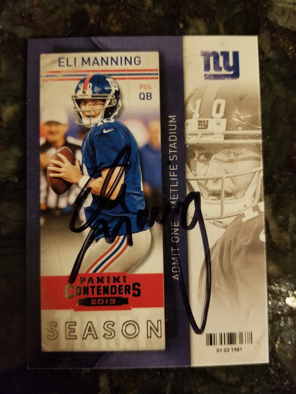 Autograph Through The Mail Athletes: One More Eli