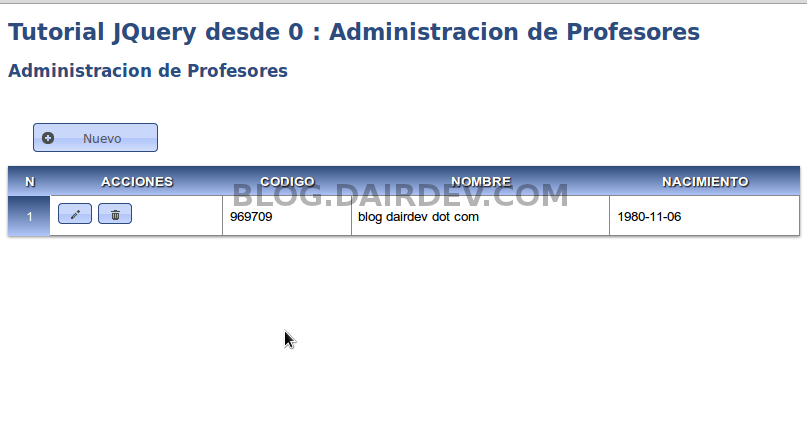 Tutorial : Crud Ajax con JQuery y PHP | Desarrollo y otras inquietudes