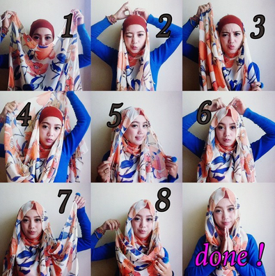 Aneka Cara Memakai Hijab Modern Bermotif