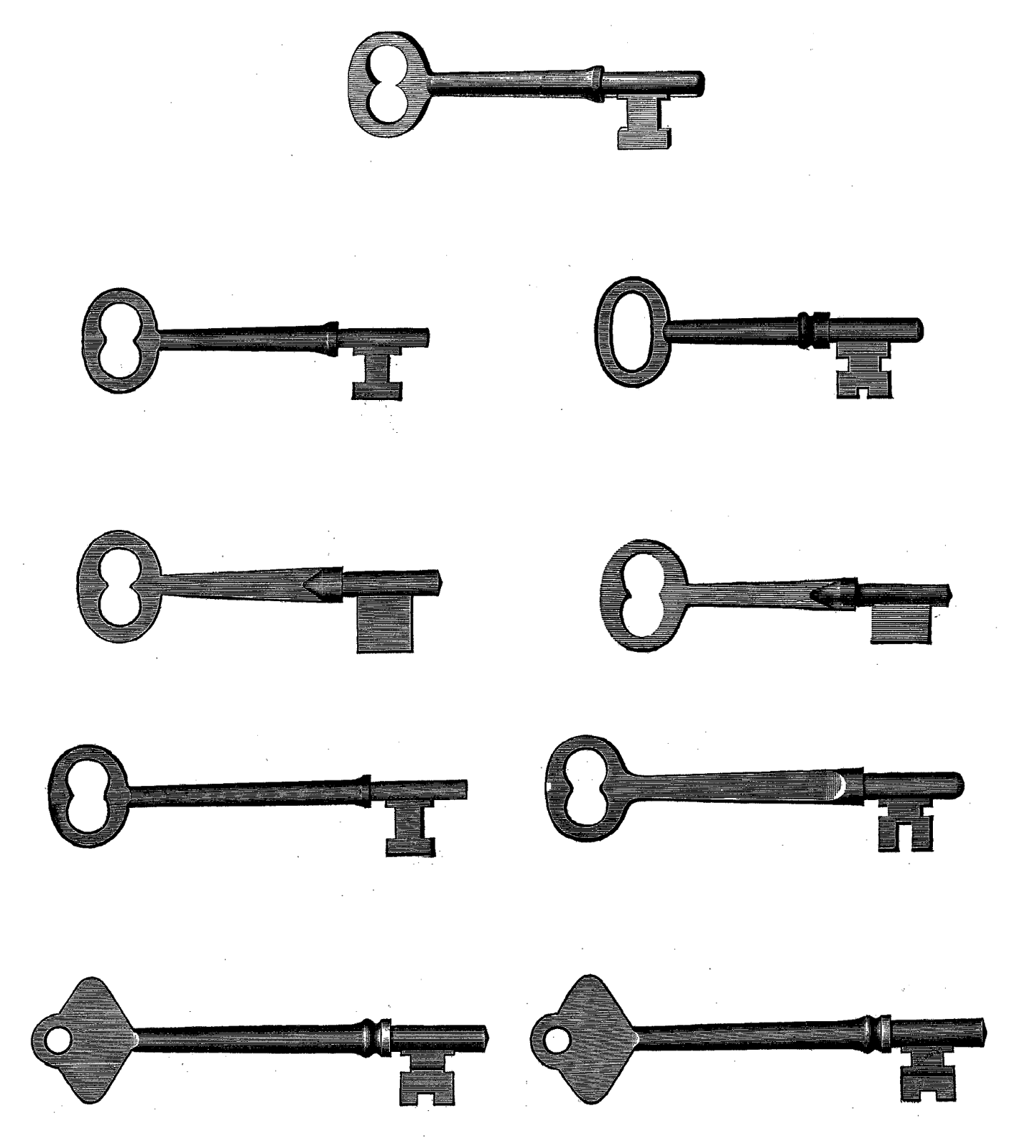 Digital Stamp Design: Printable Skeleton Key Collage Sheet Artwork ...