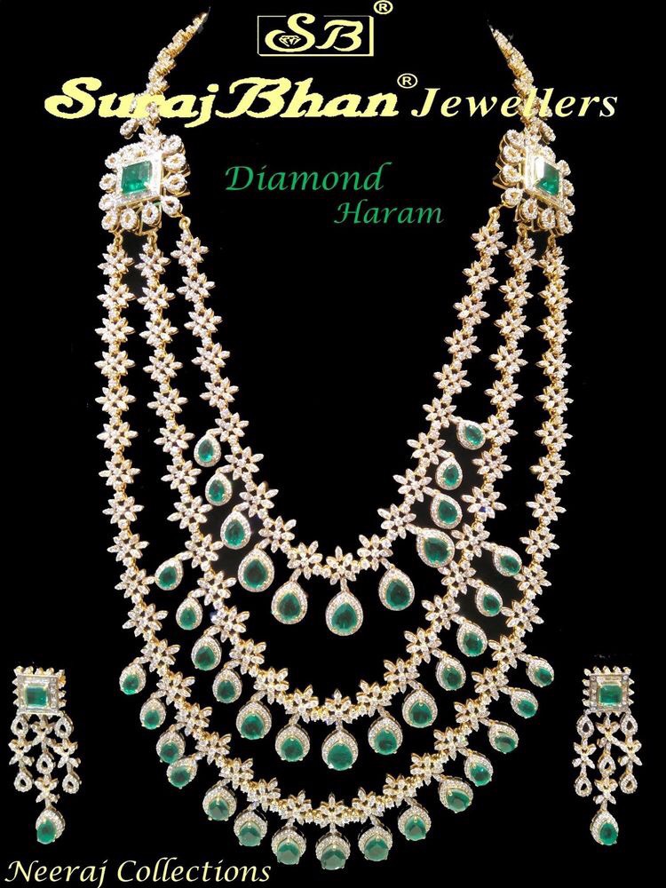 Diamond Emerald Long Haar by Suraj Bhan - Jewellery Designs