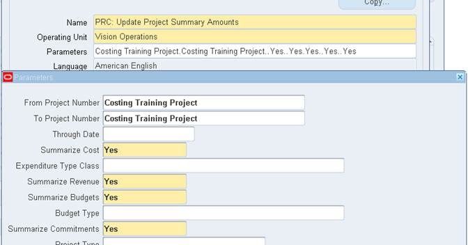 Oracle Applications: Oracle Projects Status Inquiry Details