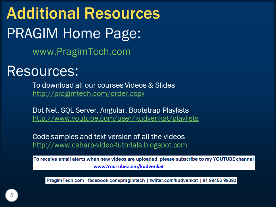 Sql Server Net And C Video Tutorial Angular Cli Generate Component Slides