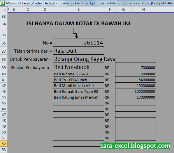 Cara Membuat Kwitansi Menggunakan Excel - Cara-Excel