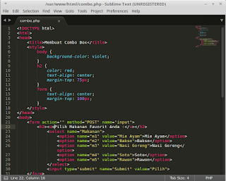 Cara Membuat Tampilan Combo Box dan CSSnya - Indah Uminaroh's Blog