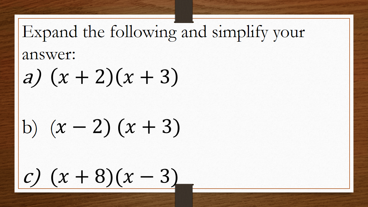 Math 9: Chapter 4: ALGEBRAIC MANIPULATION