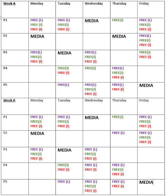 A2 Media Studies: Avaliability Timetable