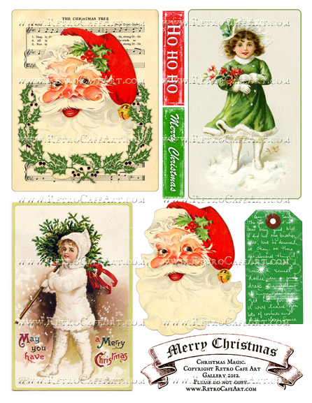 Retro Café Art Gallery: A Free Christmas Collage Sheet for You!