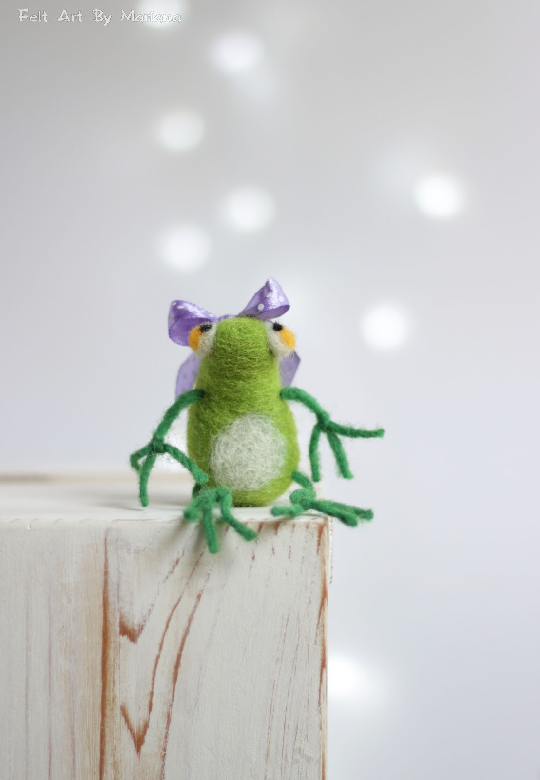 Felt Art By Mariana: Handful of Love - Needle felted Baby Frog