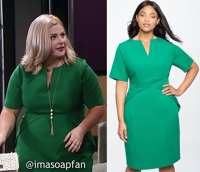 Amy Driscoll's Green Split Neck Sheath Dress - General Hospital, Season ...
