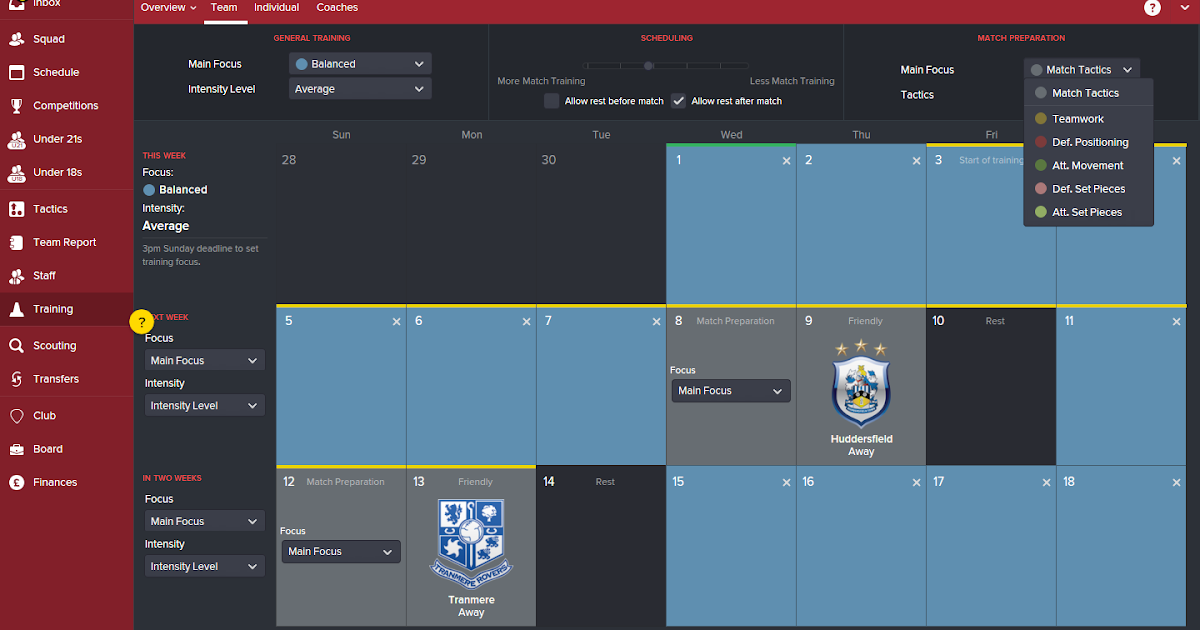 Team training on Football Manager 2016 | Football Manager Blog ...
